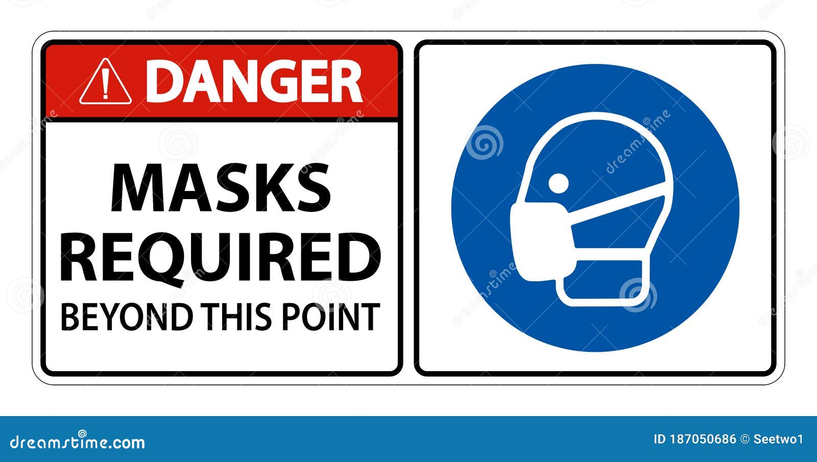 Danger Masks Required Beyond this Point Sign Isolate on White ...