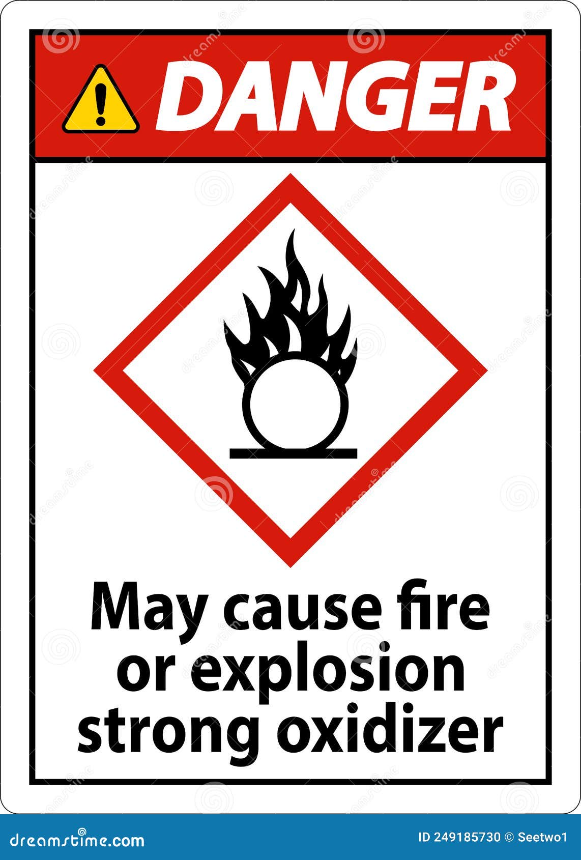 Danger May Cause Fire or Explosion Sign on White Background Stock ...
