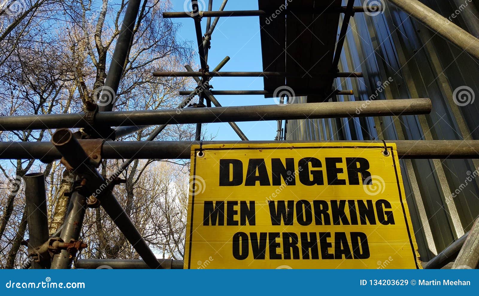 Danger Men Working Overhead Sign. Stock Image - Image of overhead ...