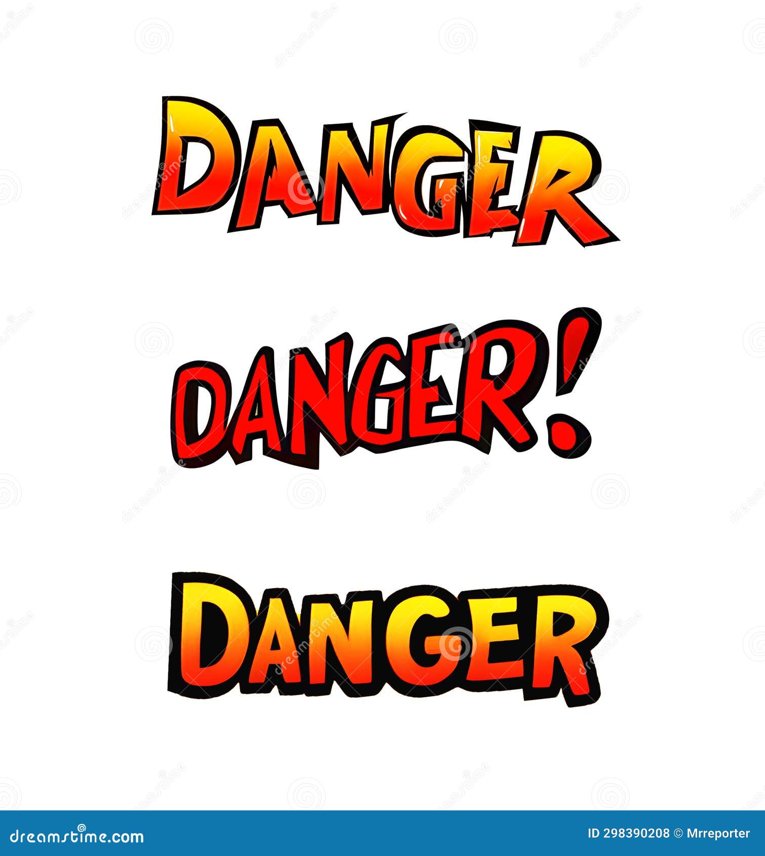 Danger! Notice Message Set at Cartoon Style. Stock Illustration ...