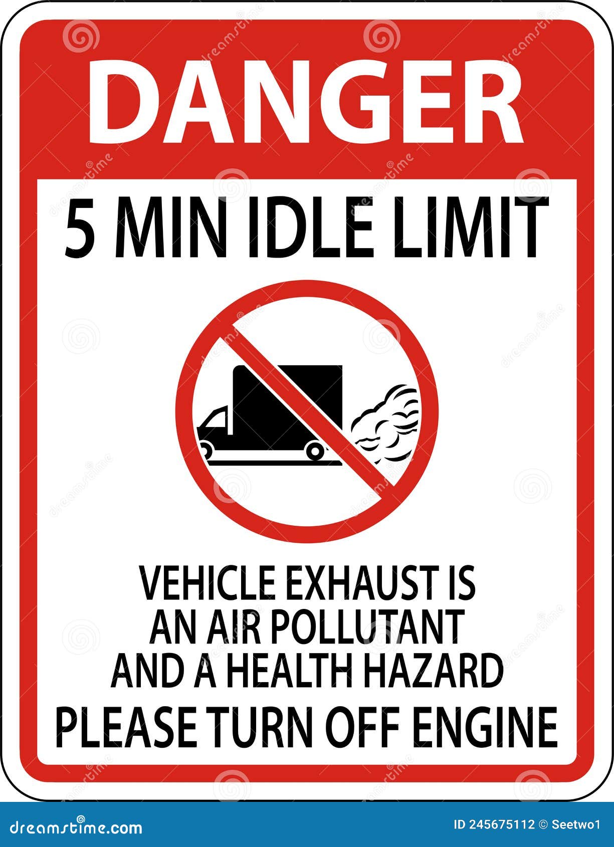 Warning Idle Free Zone Turn Off Ignition Symbol Sign ,Vector ...