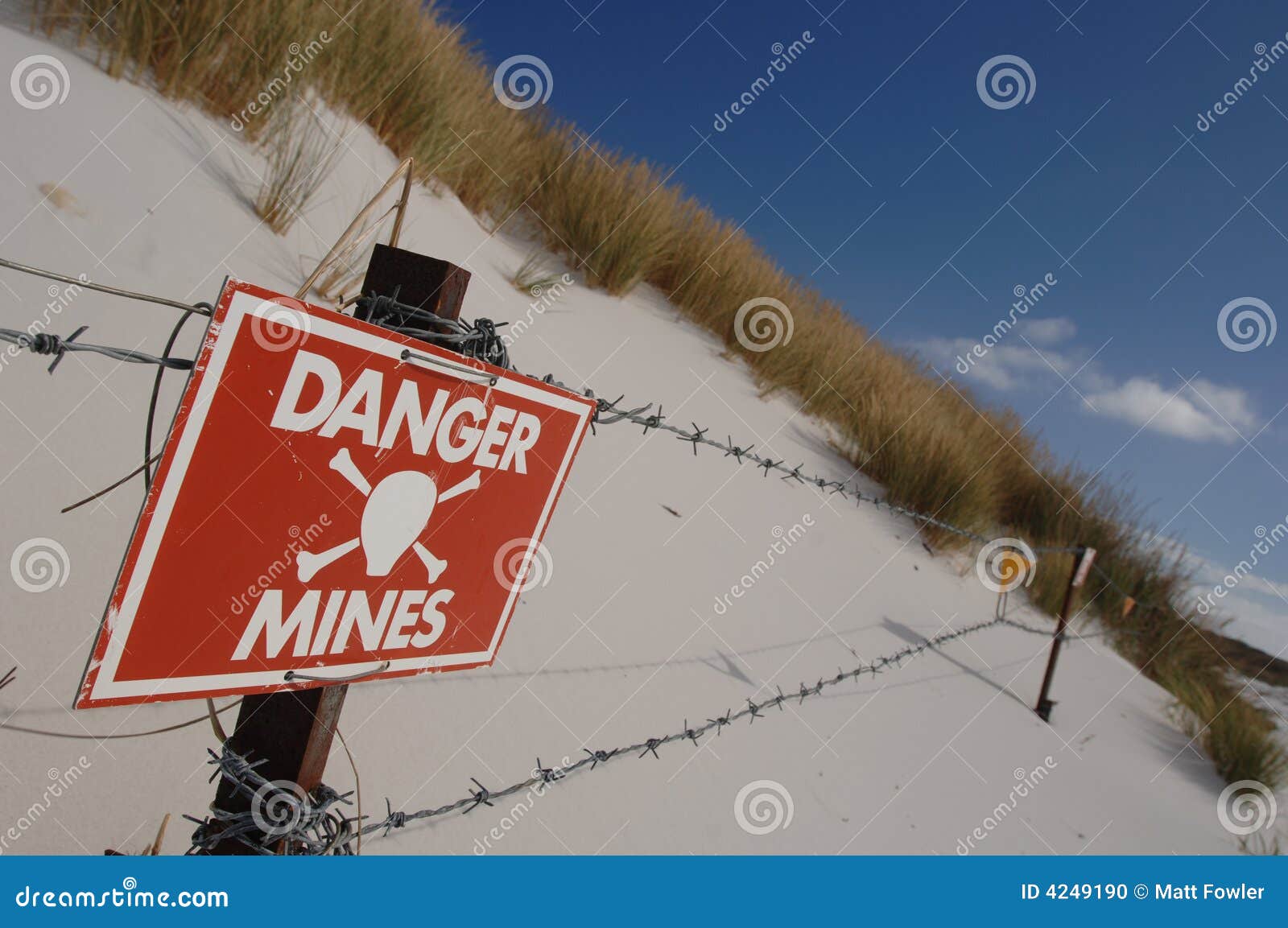 Danger mines sign editorial image. Image of barbed, grass - 4249190