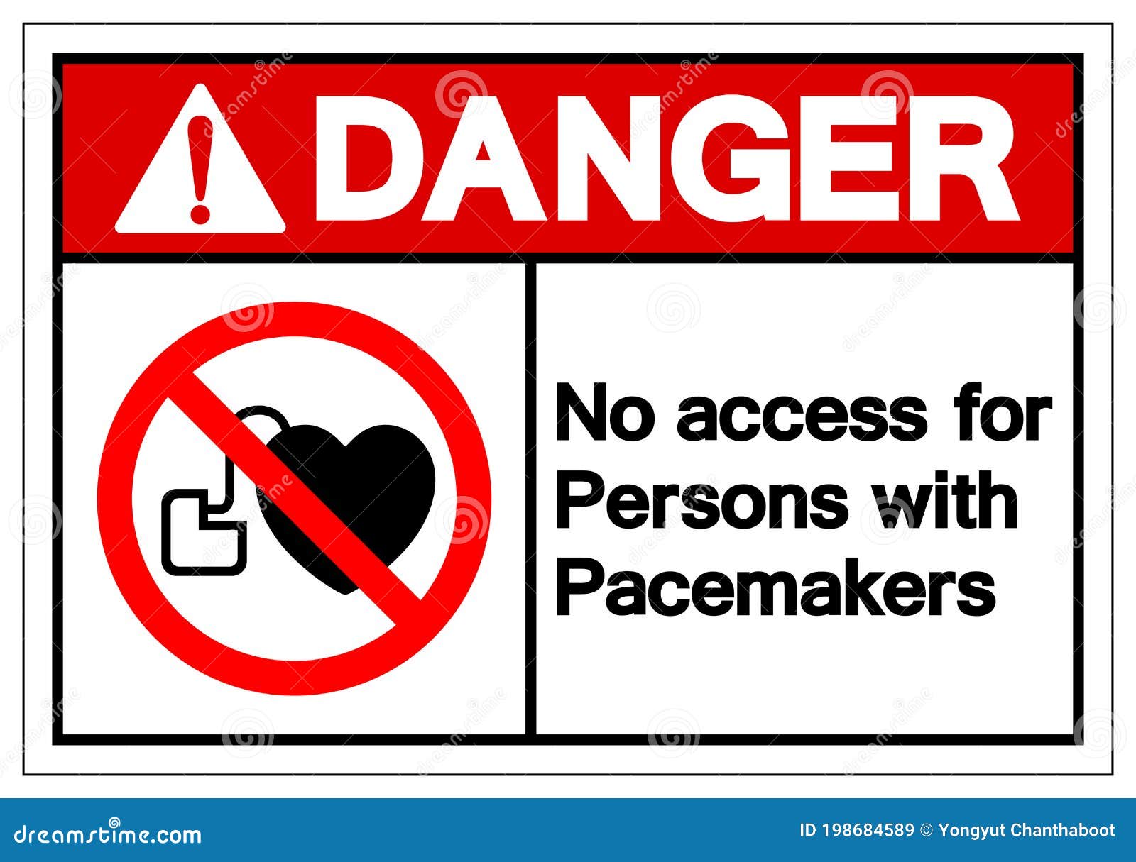 Danger No Access for Persons with Pacemakers Symbol Sign, Vector ...