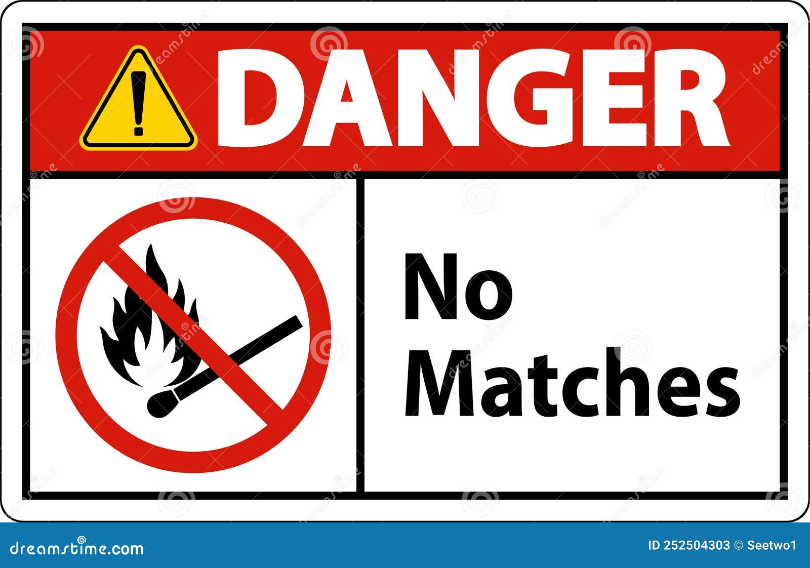 Danger No Fire, No Matches or Open Flame Sign Stock Vector ...