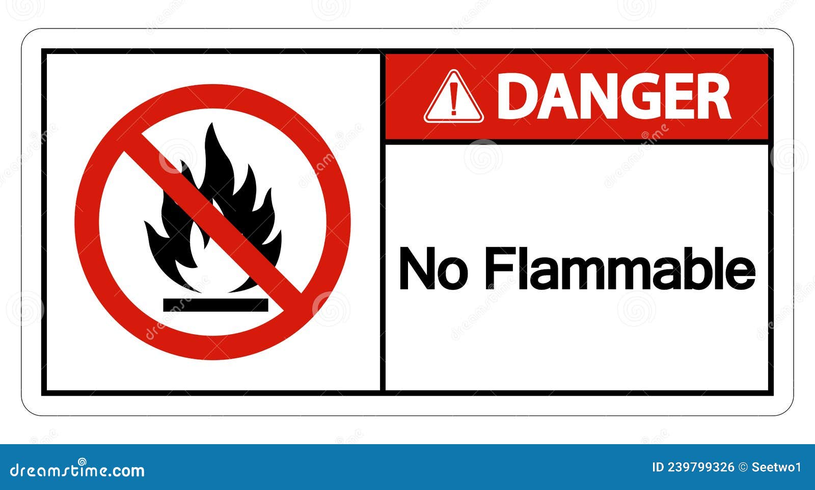 Danger No Flammable Symbol Sign on White Background Stock Vector ...