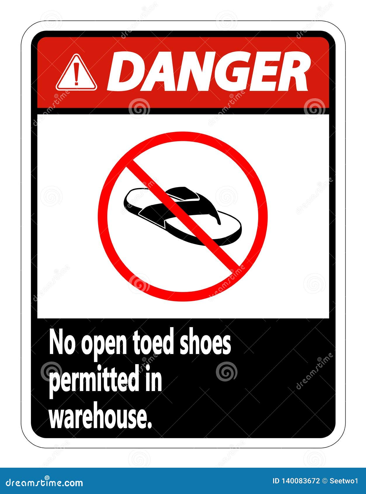 Symbol Danger No Open Toed Shoes Sign on White Background Stock Vector ...