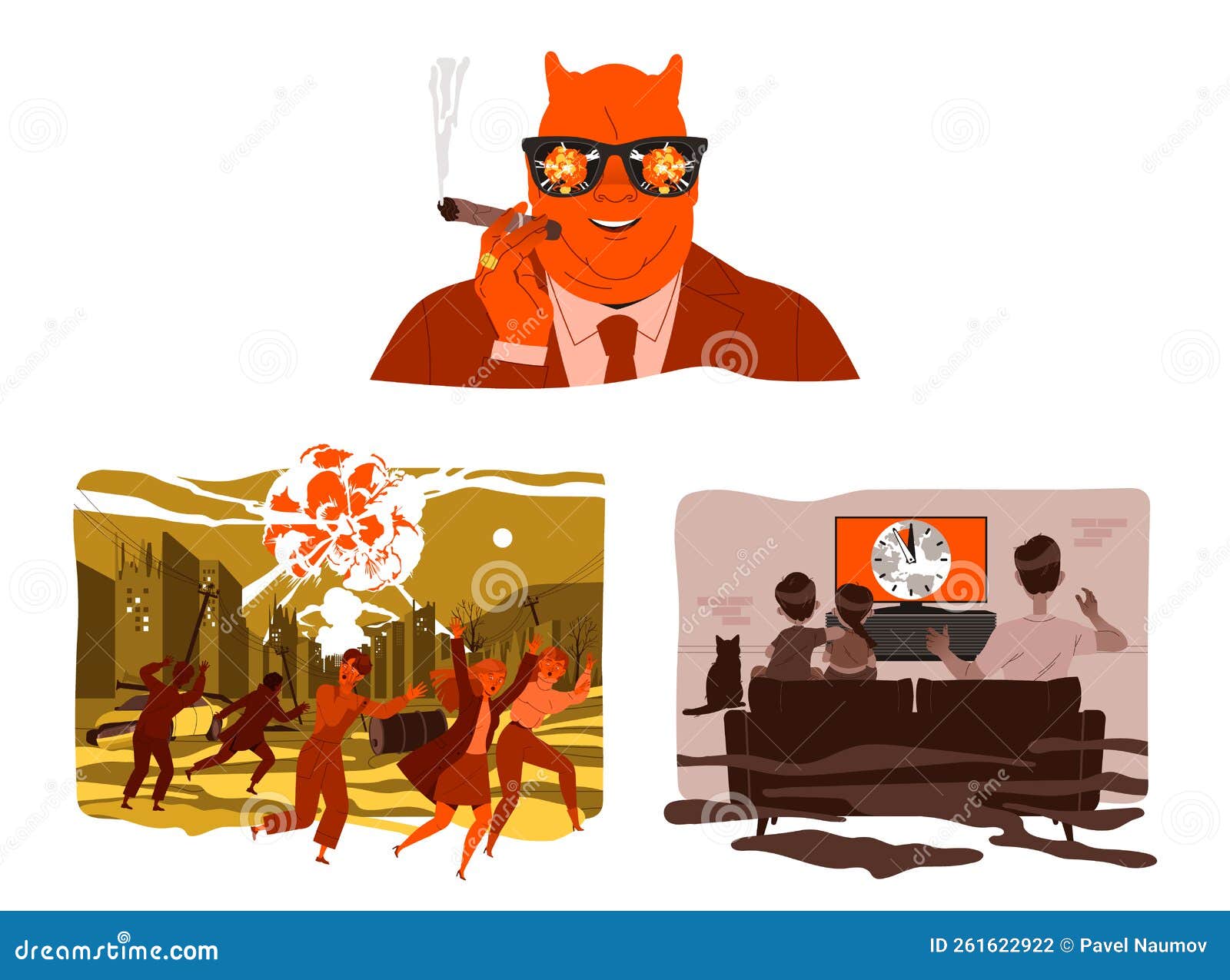 Danger of Nuclear Catastrophe with Evil Man Smoking Cigar and Hazardous ...