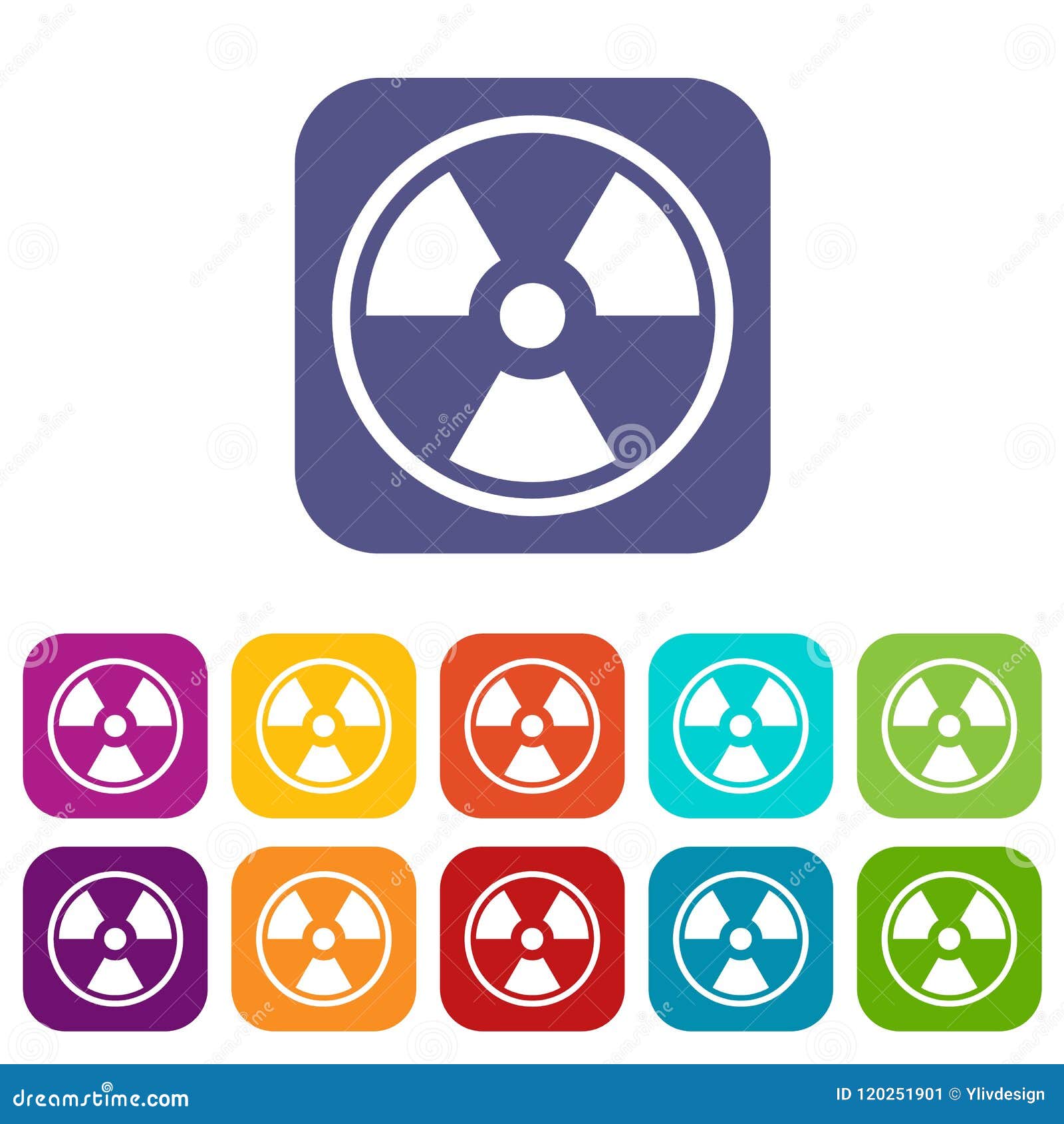 Danger nuclear icons set stock vector. Illustration of blue - 120251901