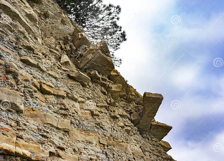 Danger Ol Falling Rocks Underneath Stock Photo - Image of crust ...