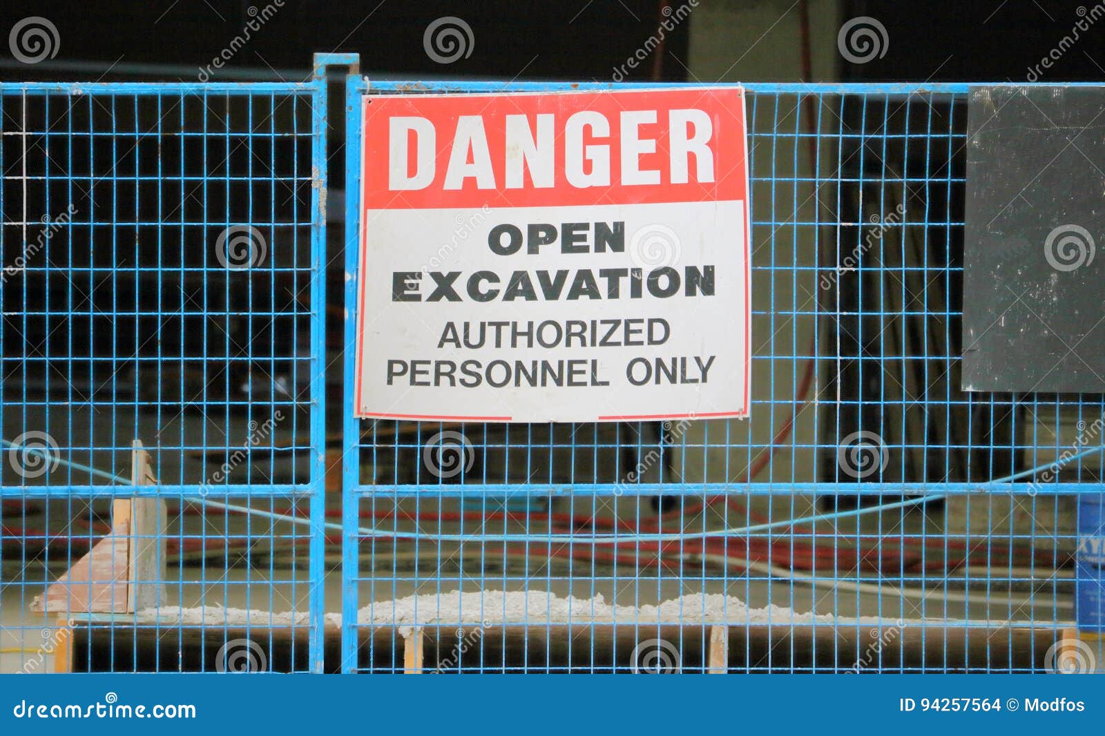 Danger Open Excavation stock photo. Image of warning - 94257564