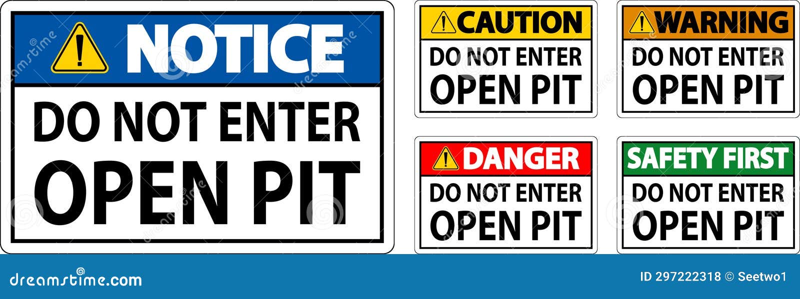 Danger Open Pit Sign Do Not Enter Open Pit Stock Vector - Illustration ...