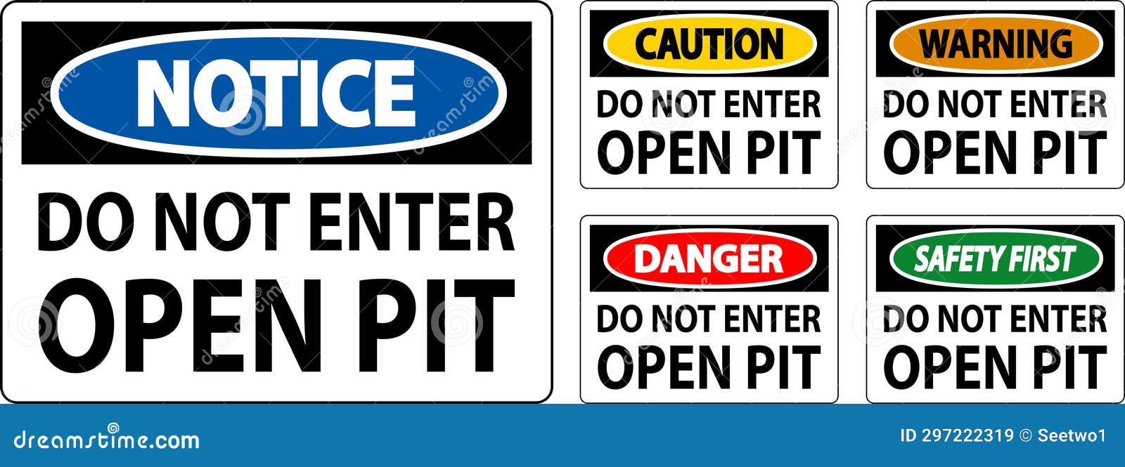 Danger Open Pit Sign Do Not Enter Open Pit Stock Vector - Illustration ...