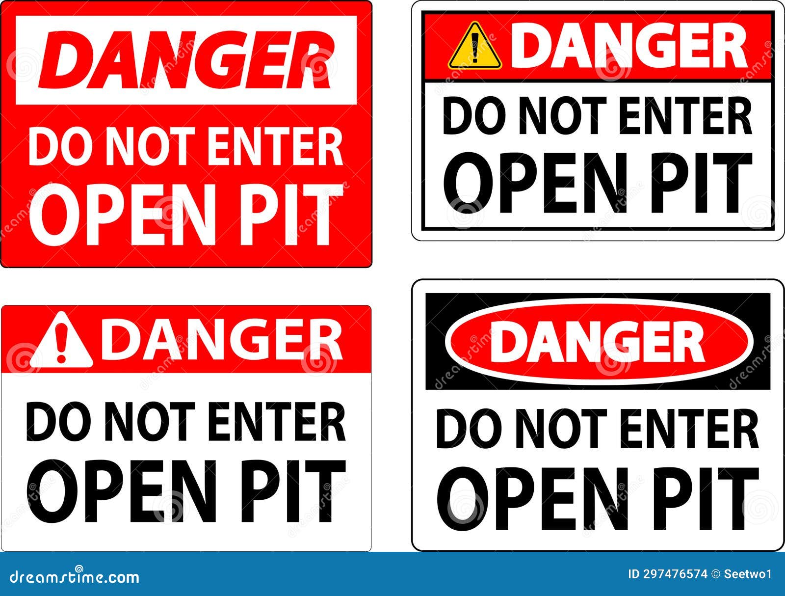 Danger Open Pit Sign Do Not Enter Open Pit Stock Vector - Illustration ...