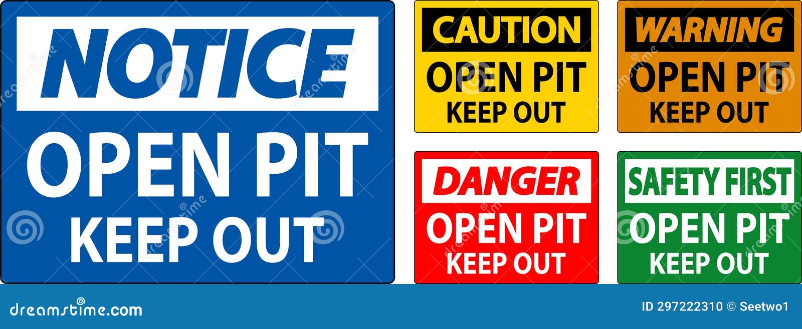 Danger Open Pit Sign Open Pit Keep Out Stock Vector - Illustration of ...