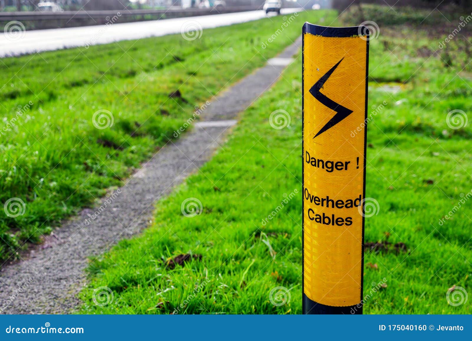 Danger Overhead Cables Warning Sign Next Uk Motorway in England Stock ...