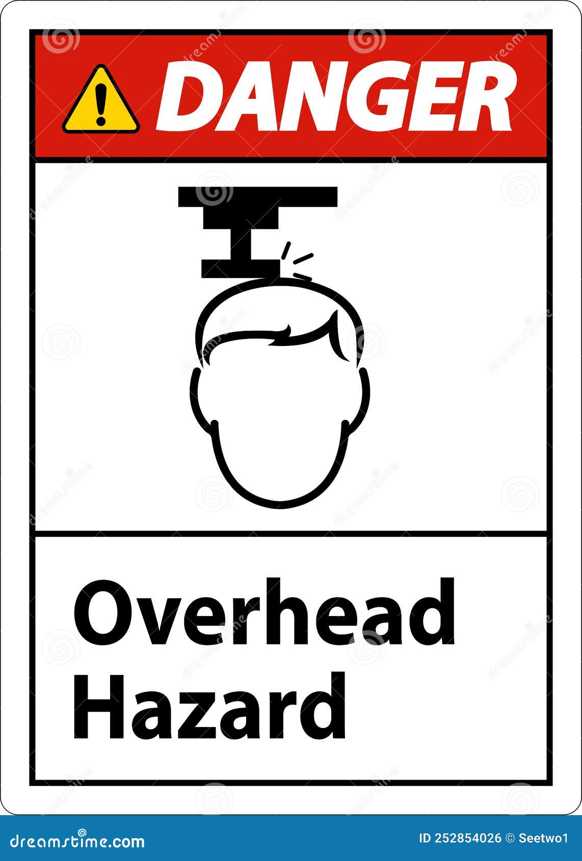 Danger Overhead Hazard Sign on White Background Stock Vector ...