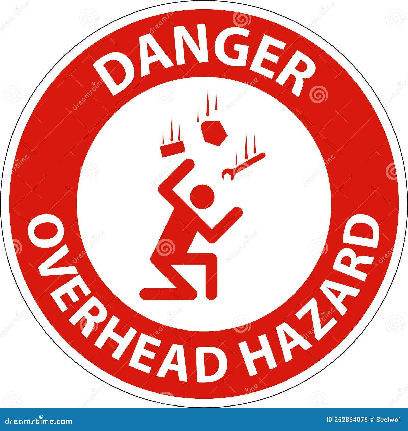 Danger Overhead Hazard Sign on White Background Stock Vector ...
