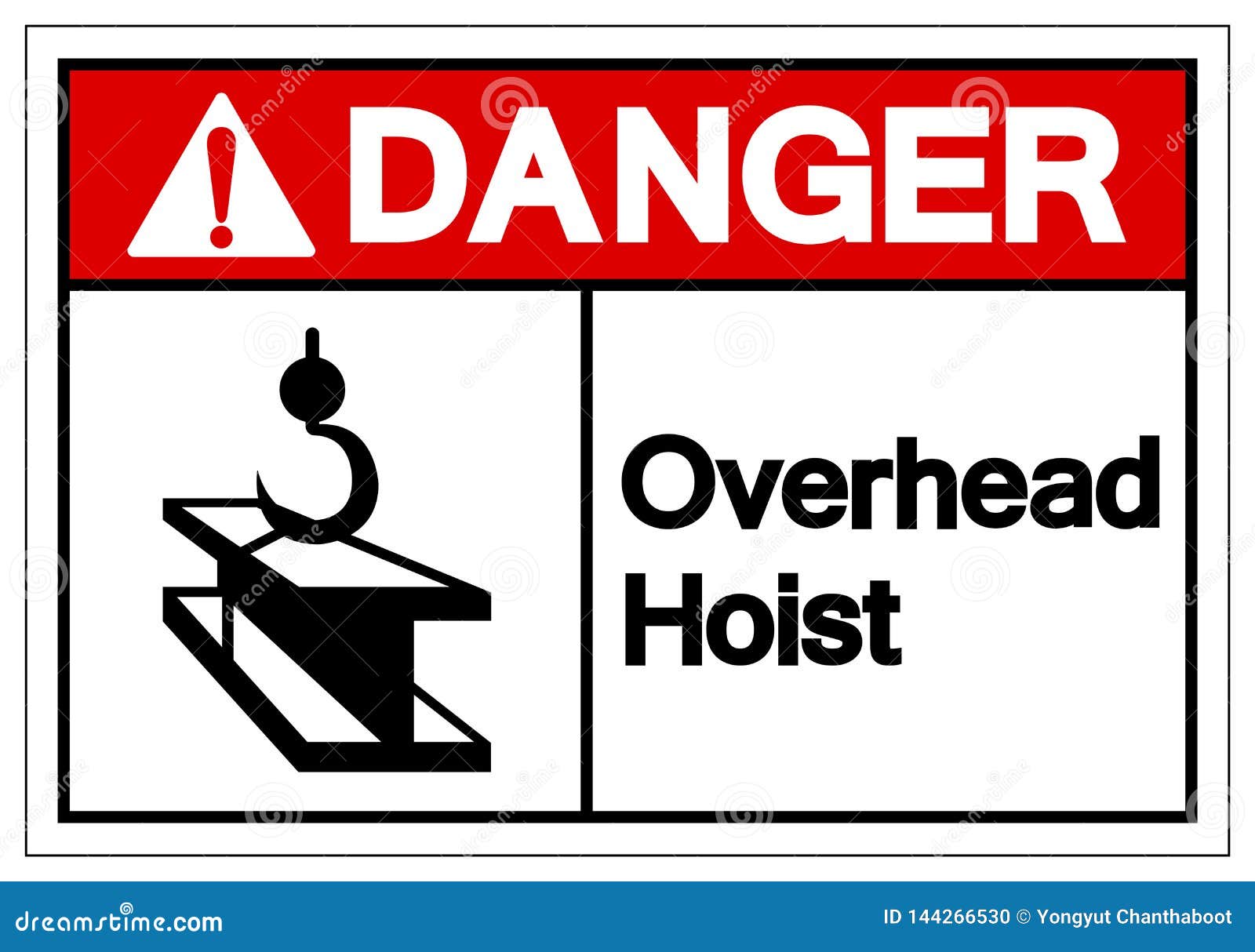 Danger, Overhead Load Text, Falling Hazard Risk Caution Warning Sign ...
