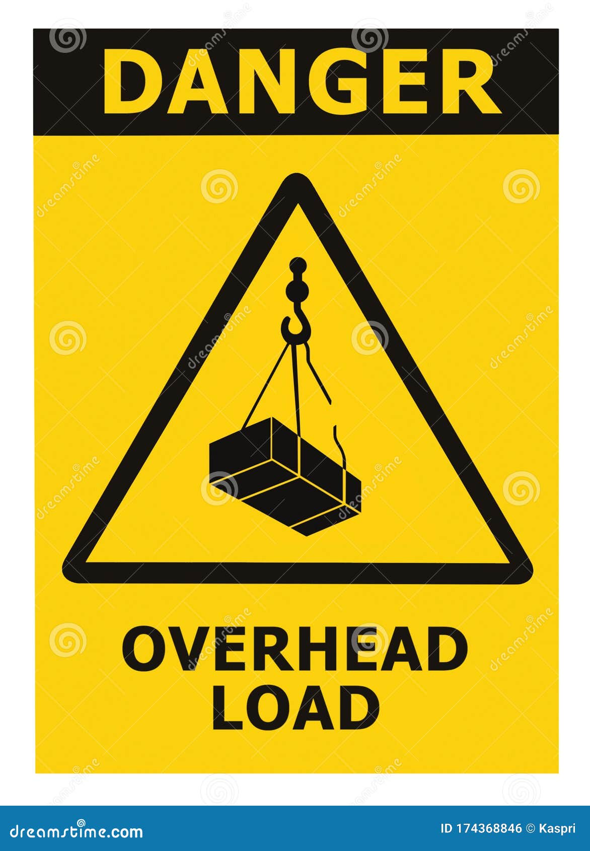 Danger, Overhead Load Text, Falling Hazard Risk Caution Warning Sign ... Danger, Overhead Load Text, Falling Hazard Risk Caution Warning Sign ...