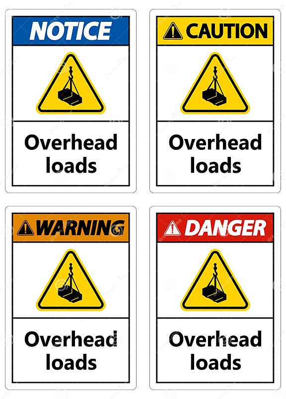 Danger, Overhead Load Text, Falling Hazard Risk Caution Warning Sign ...