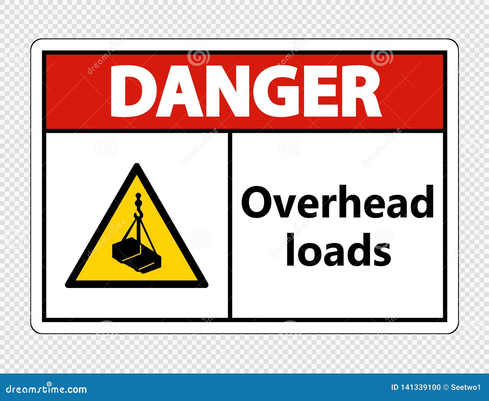Symbol Danger Overhead Loads Sign on Transparent Background Stock ...