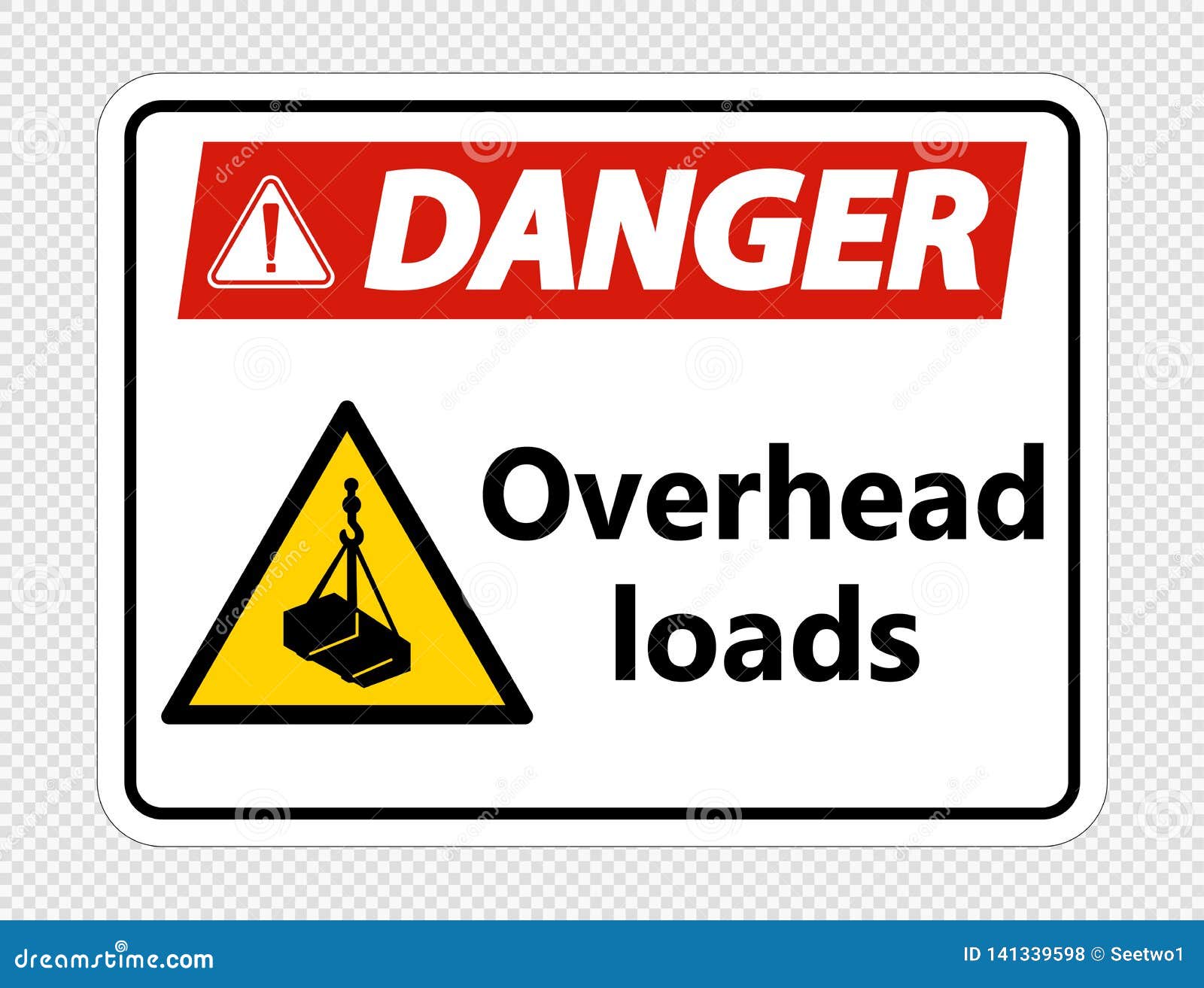 Symbol Danger Overhead Loads Sign on Transparent Background Stock ...