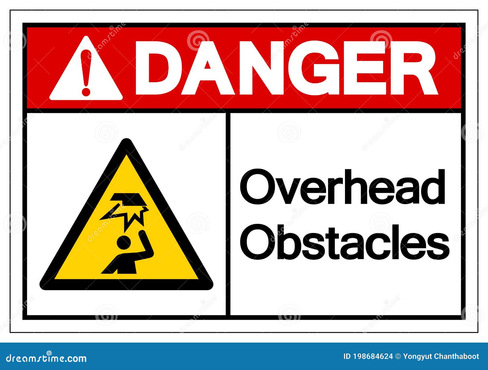 Danger Overhead Obstacles Symbol ,Vector Illustration, Isolate on White ...