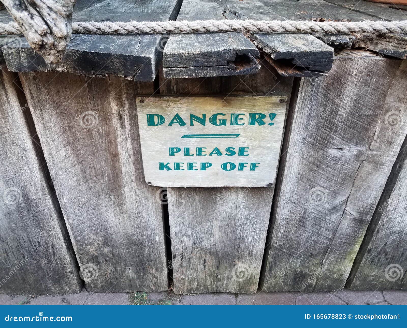 Danger Please Keep Off Sign on Brown Wood Stock Image - Image of ...