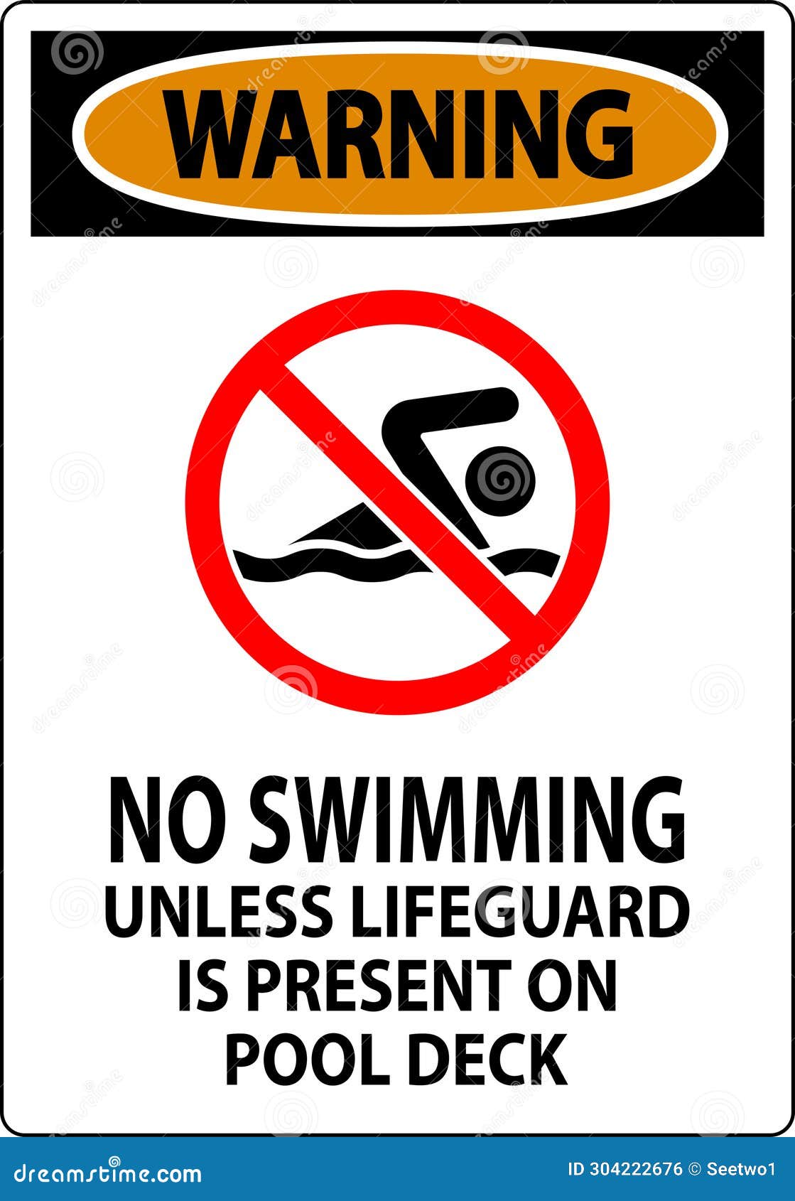 Danger Pool Sign No Swimming Unless Lifeguard Is Present On Pool Deck ...