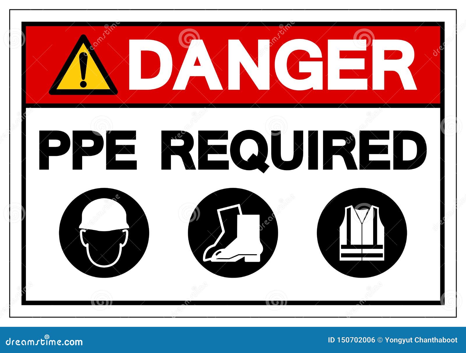 Danger PPE Required Symbol Sign, Vector Illustration, Isolate on White ...