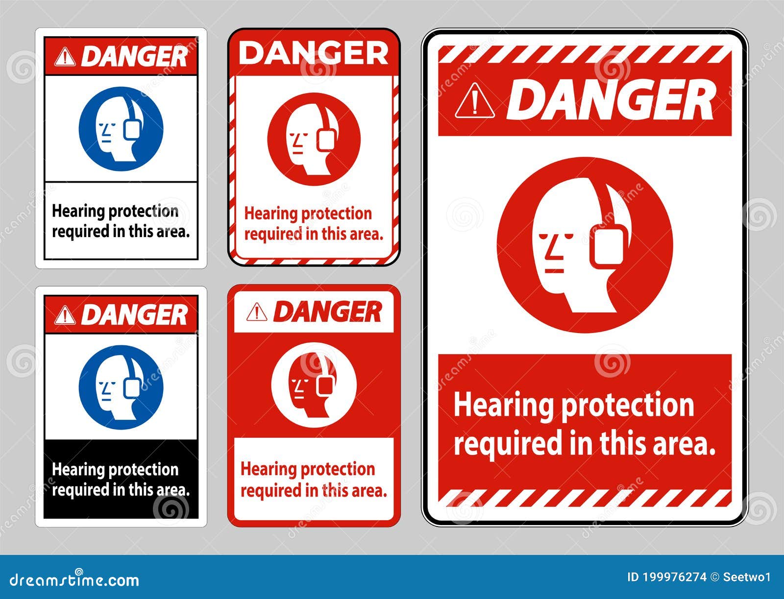 Danger Ppe Sign Hearing Protection Required In This Area With Symbol