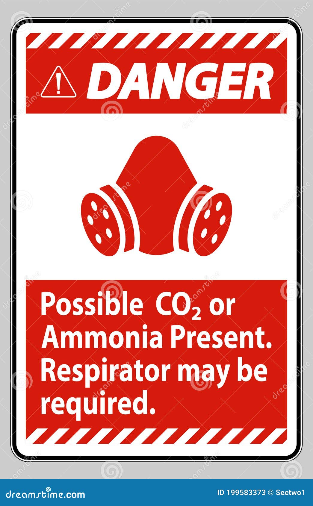 Danger PPE Sign Possible Co2 or Ammonia Present, Respirator May Be ...