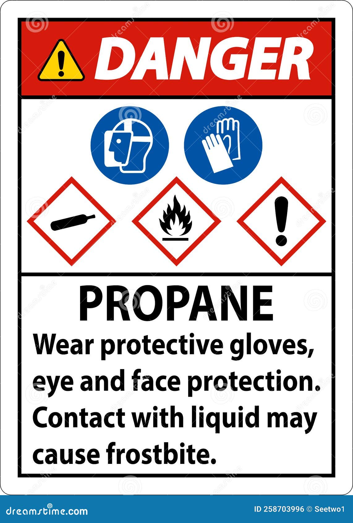 Danger Propane Flammable Gas PPE GHS Sign Vector Illustration ...