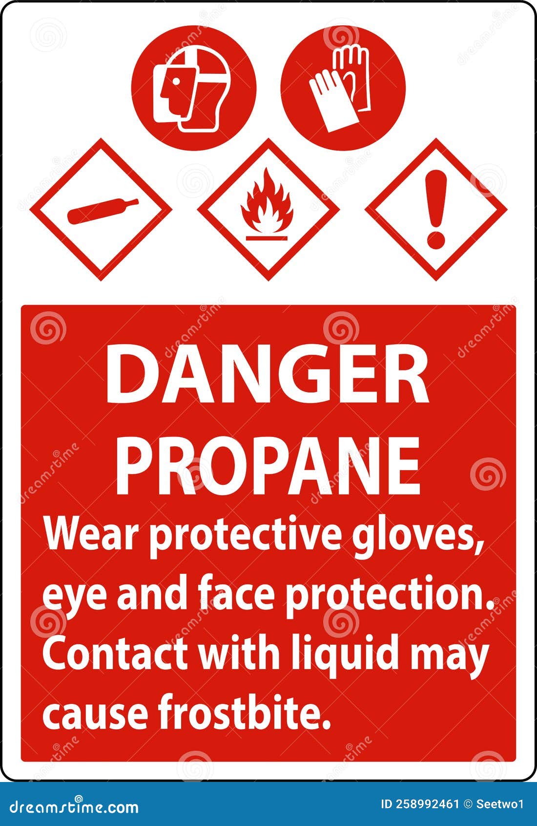 Danger Propane Flammable Gas PPE GHS Sign Stock Vector - Illustration ...