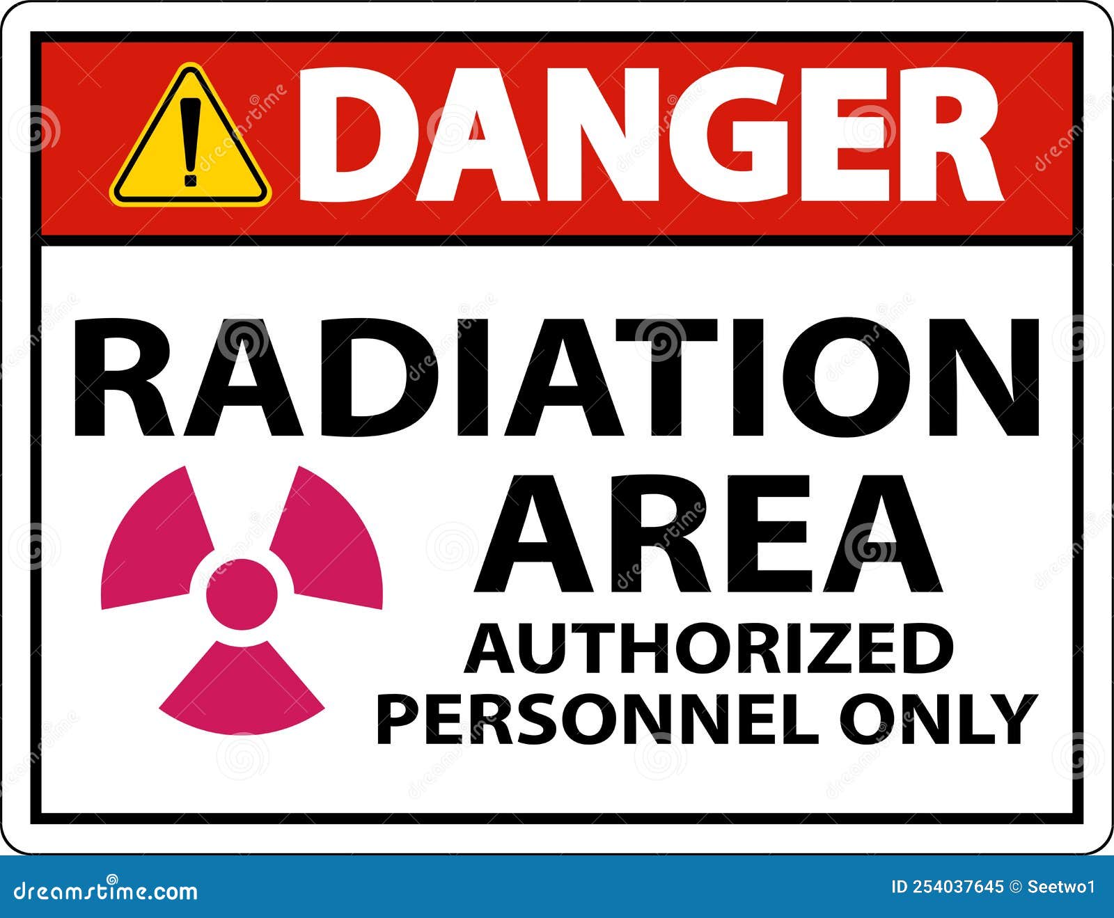 Danger Radiation Area Authorized only Sign on White Background Stock ...