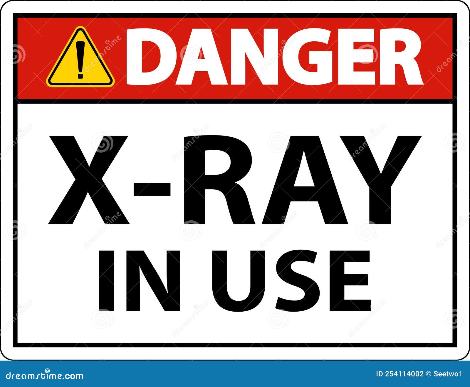 Danger X-Ray in Use Sign on White Background Stock Vector ...