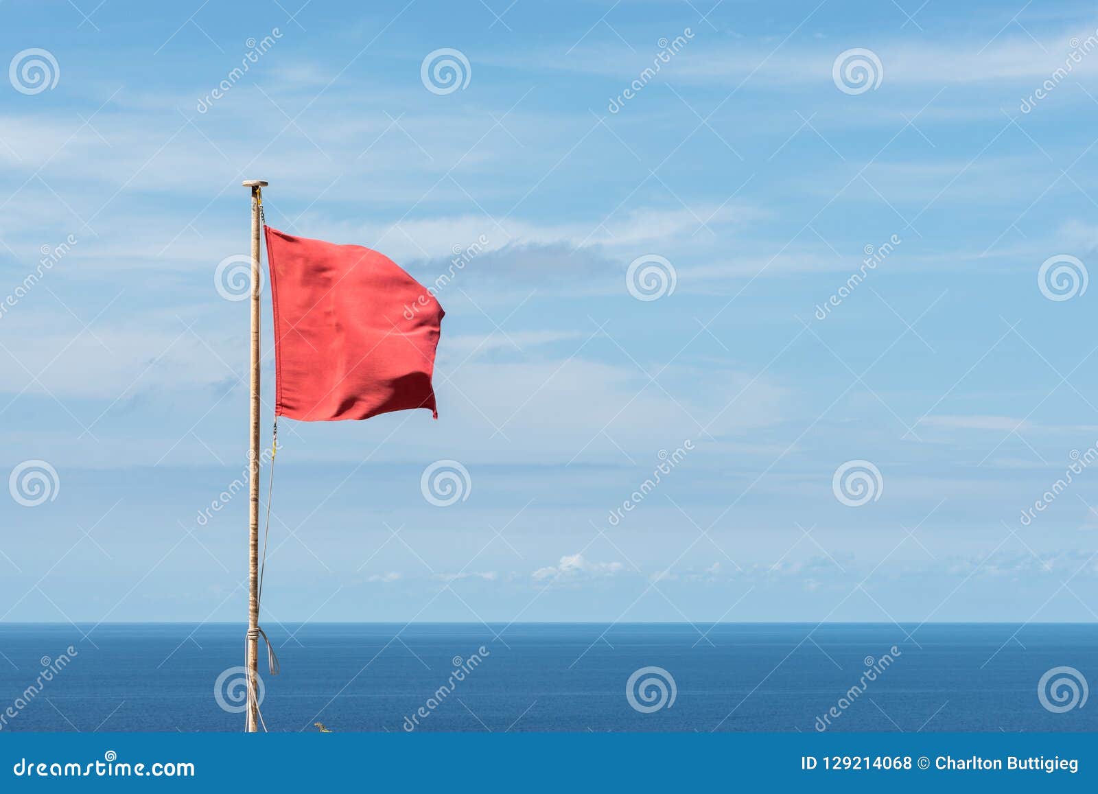 Danger Red Flag stock photo. Image of ocean, attention - 129214068