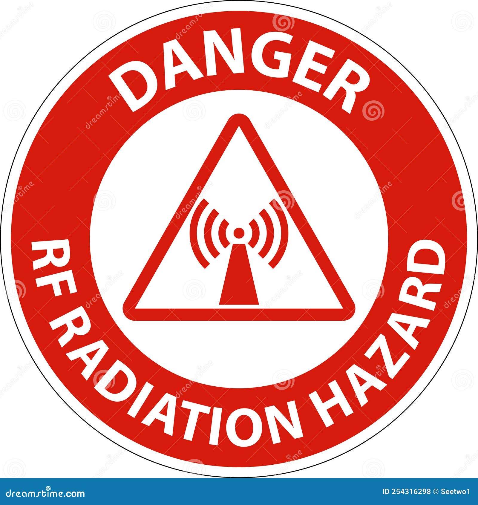 Danger RF Radiation Hazard Authorized only Sign on White Background ...