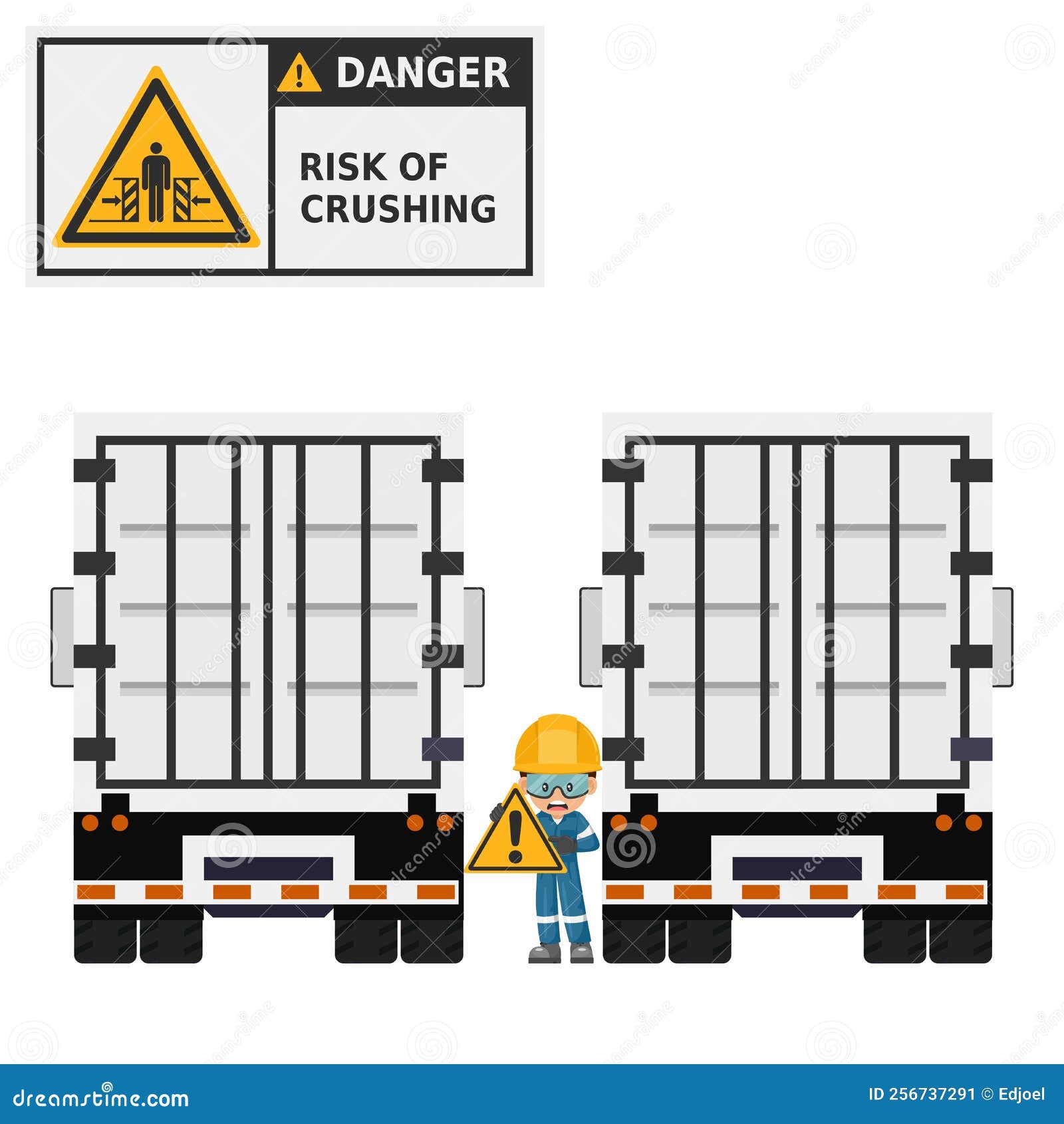 Danger Of Risk Of Crushing Between Two Trucks At Loading Docks. Fall ...