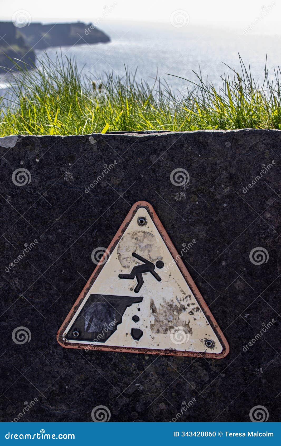 Danger! Risk of Falling Off a Cliff Stock Photo - Image of disintegrate ...