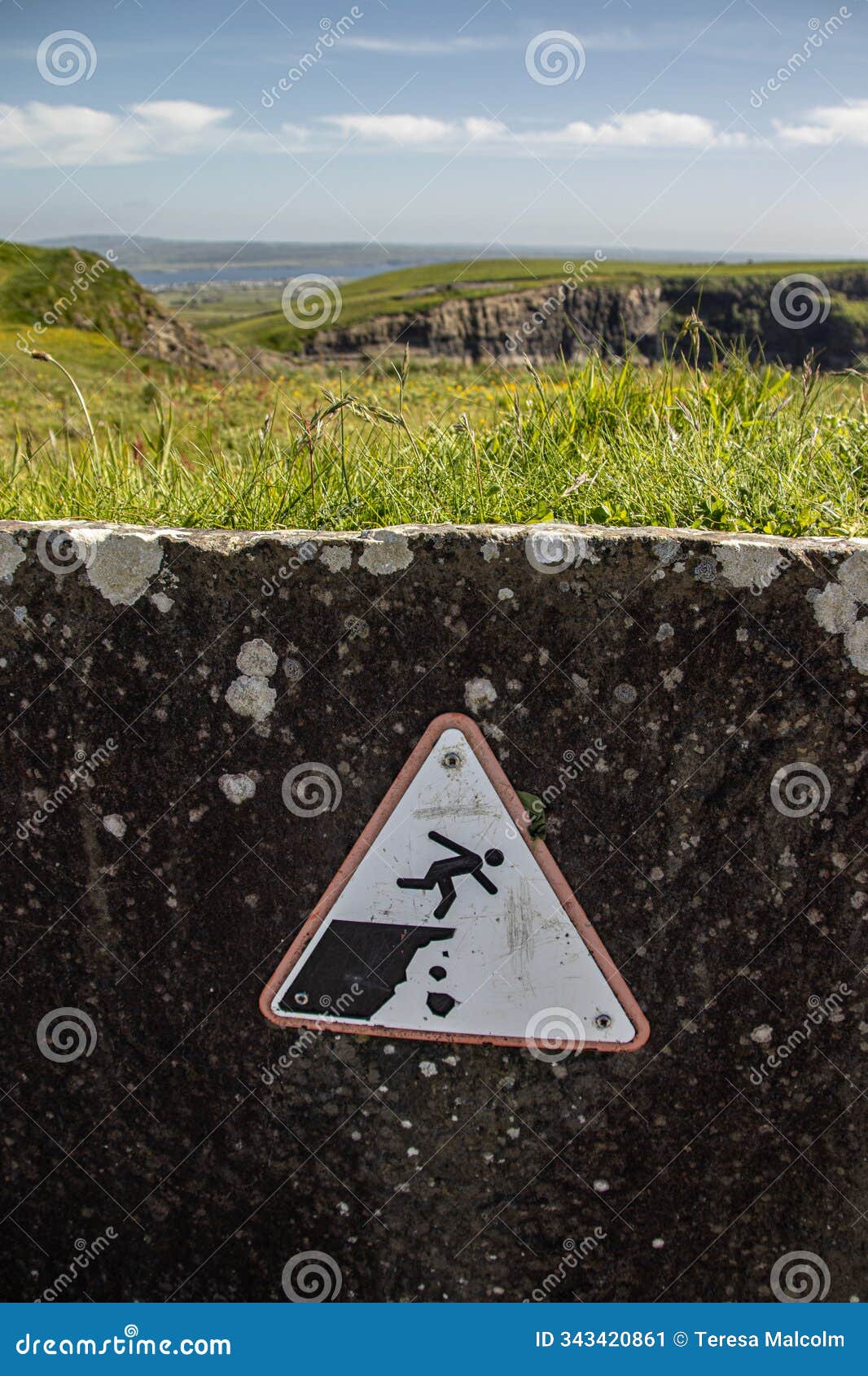 Danger! Risk of Falling Off a Cliff Stock Image - Image of tumble ...