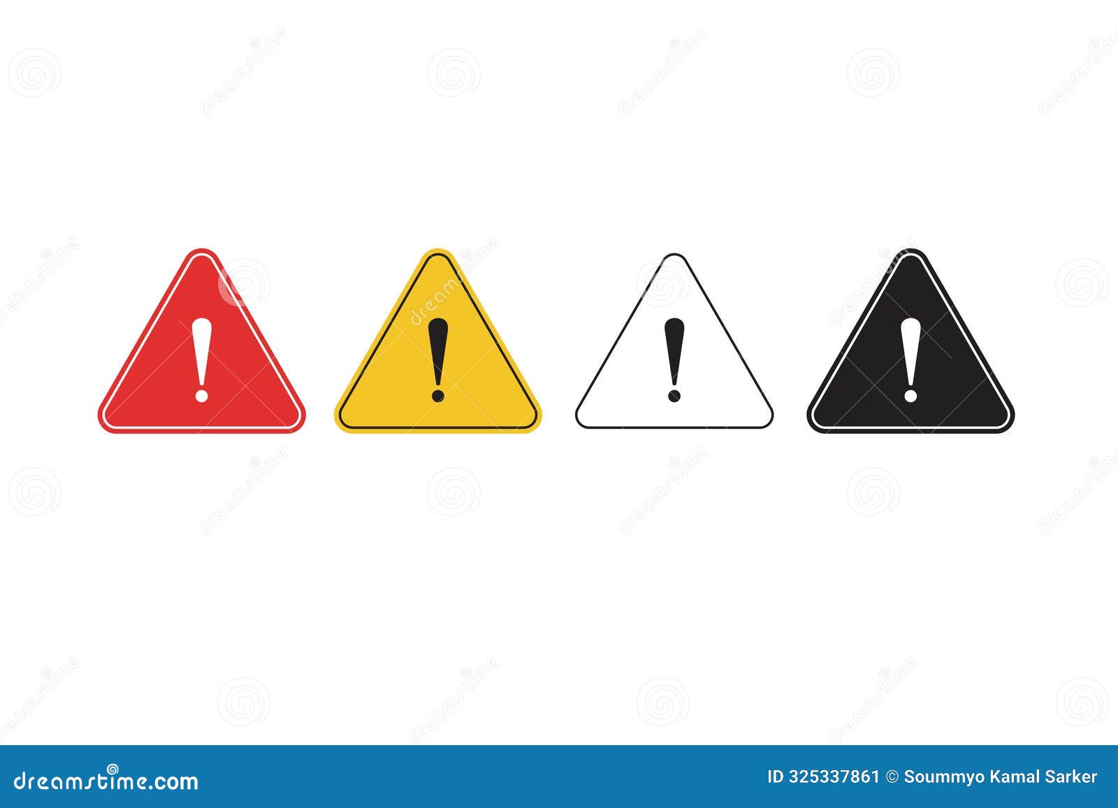 Danger Risk Warning Red, Yellow, White and Black Triangle Sign Set ...