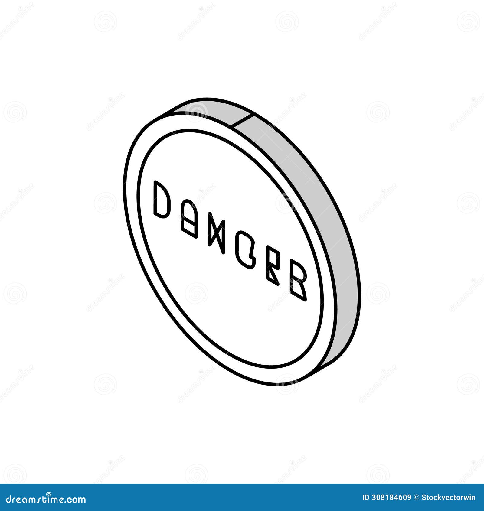Danger Road Sign Isometric Icon Vector Illustration Stock Vector ...