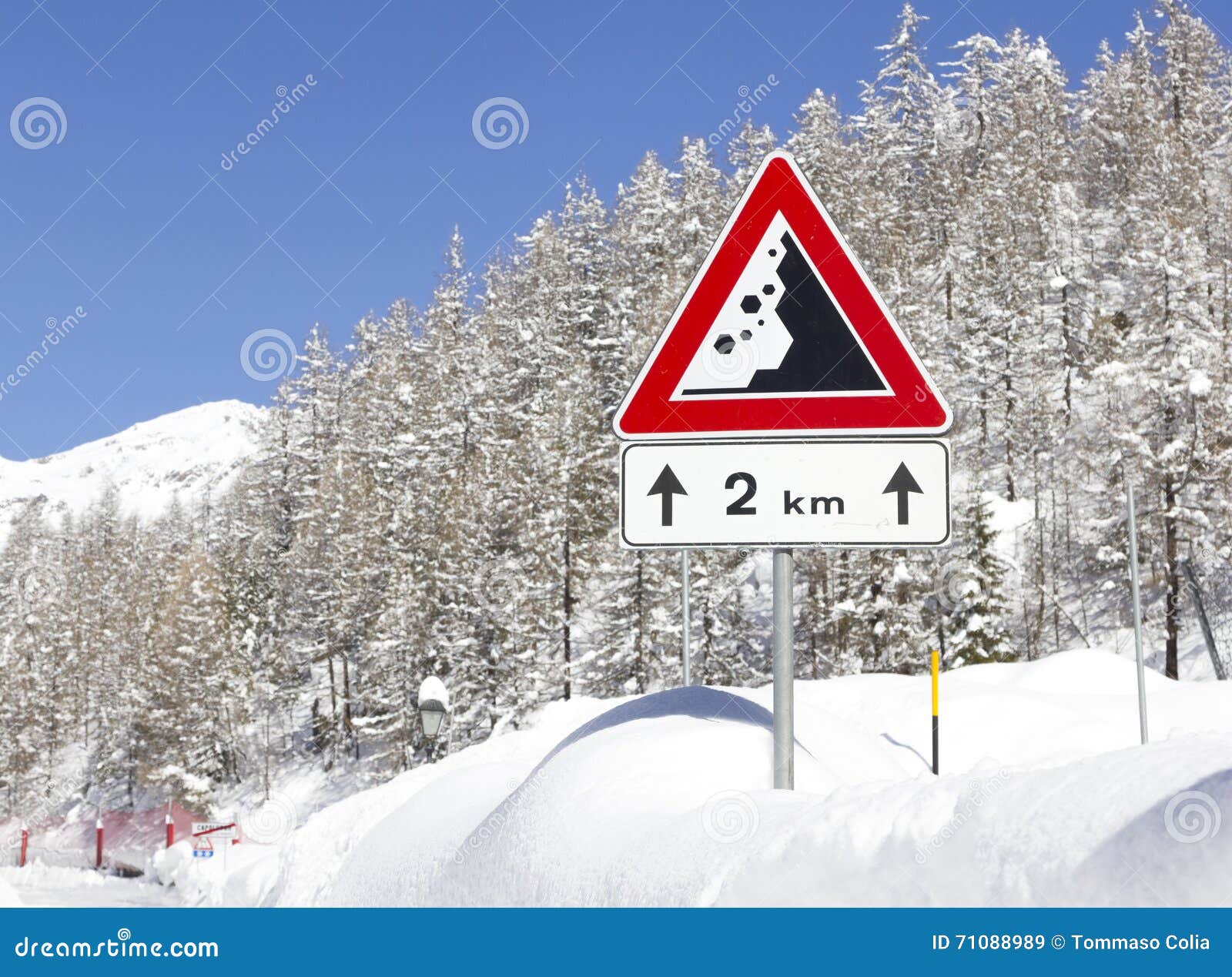 Danger Road Sign on a Winter Road Stock Image - Image of message, cold ...