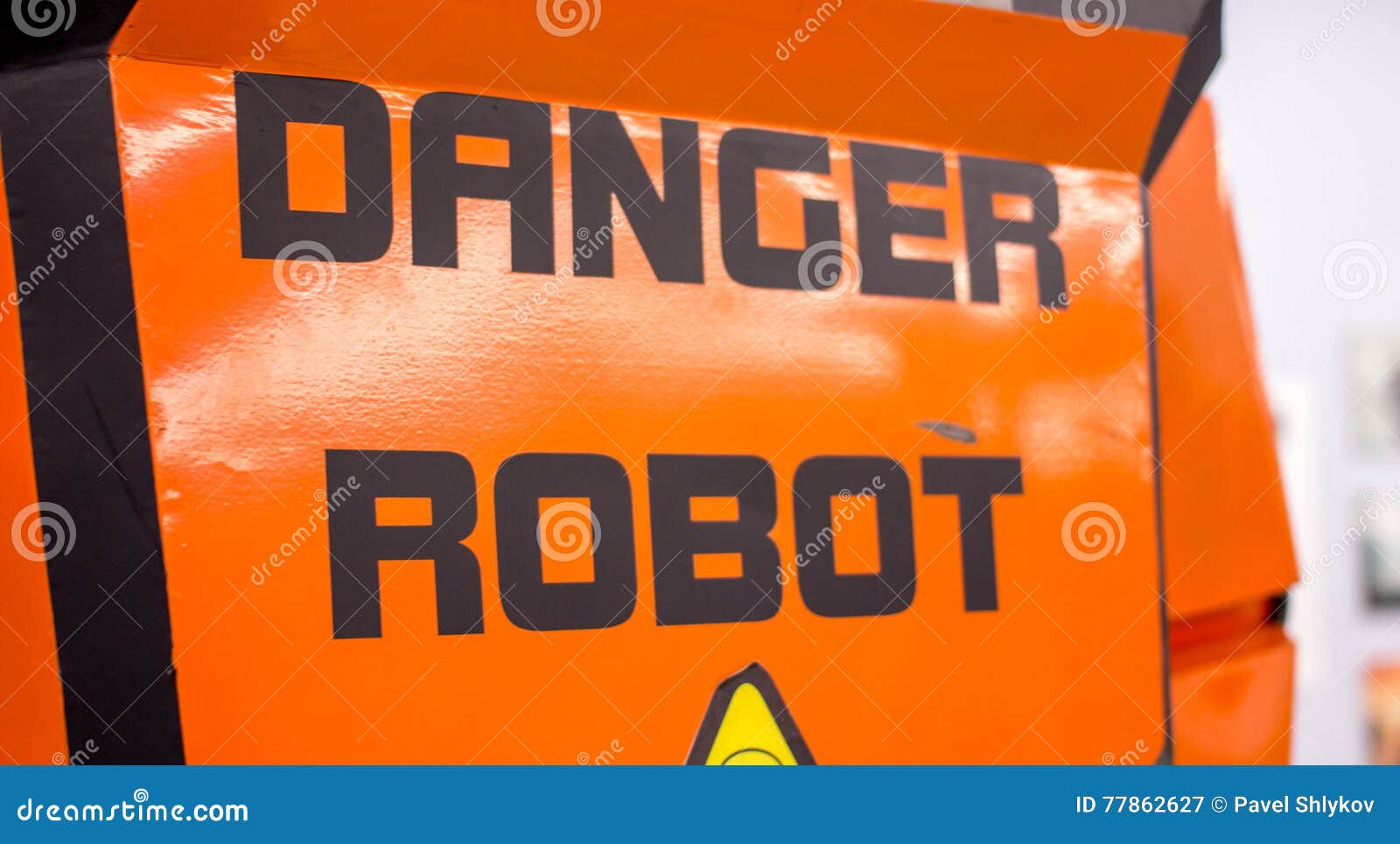 Danger robot sign stock image. Image of orange, danger - 77862627