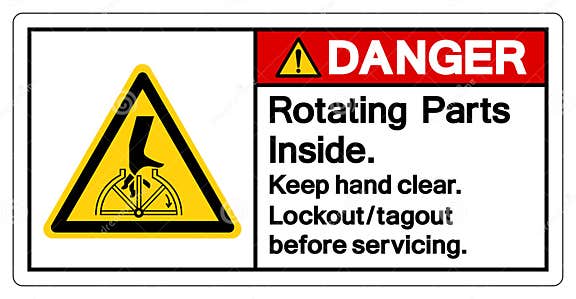 Danger Rotating Part Inside Keep Hand Clear Symbol Sign, Vector ...