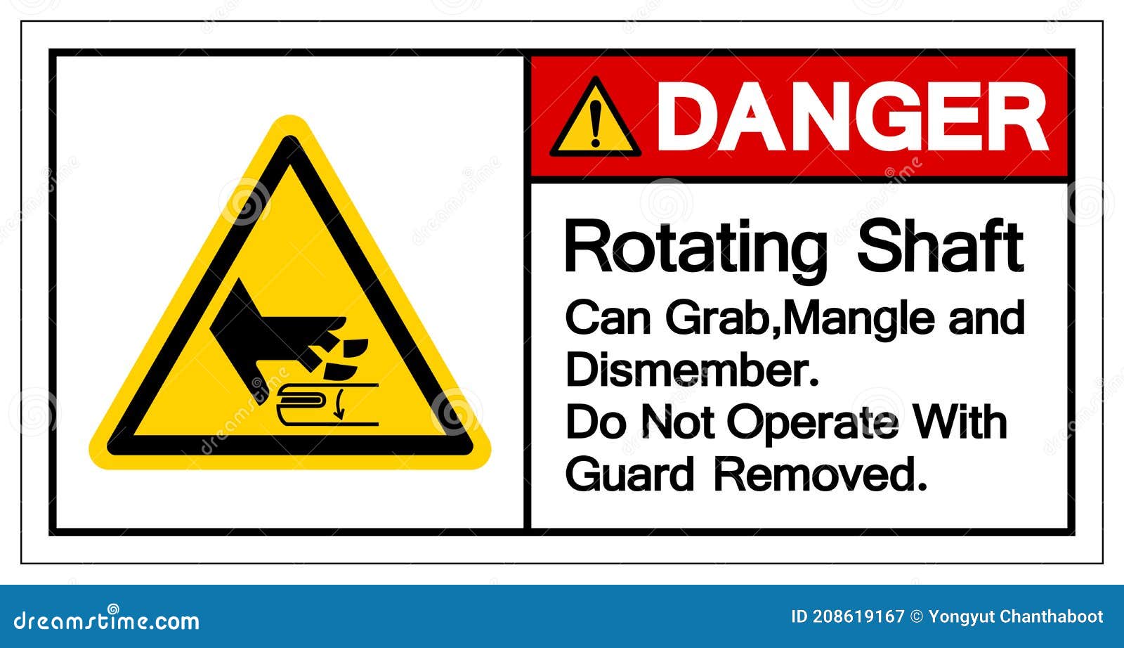 Danger Rotating Parts Inside Keep Hand Clear Lockout/Tagout Before ...