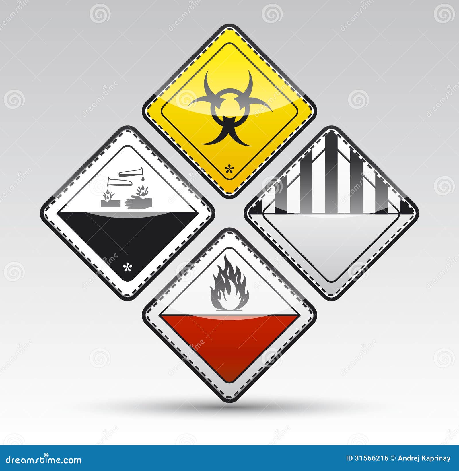 Danger Round Corner Warning Sign Set Stock Vector - Illustration of ...
