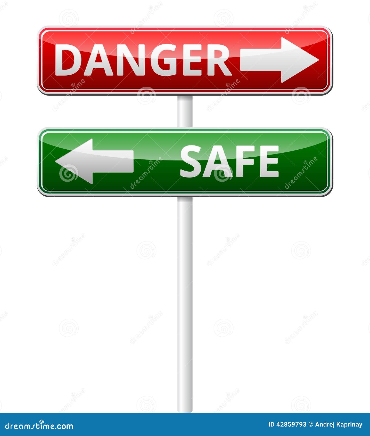 Danger Safe Traffic Sign with Reflection Isolated on White Background ...
