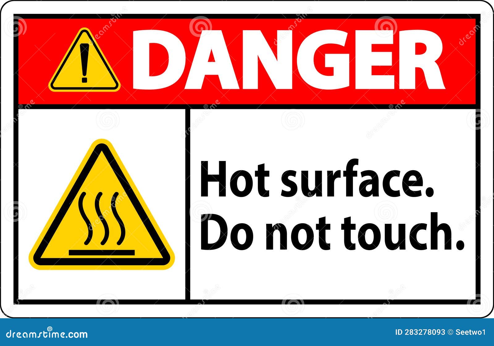 Danger Safety Label Hot Surface, Do Not Touch Stock Vector ...
